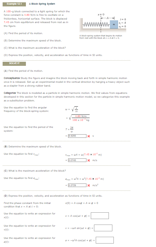Solved A 100-g block connected to a light spring for which | Chegg.com