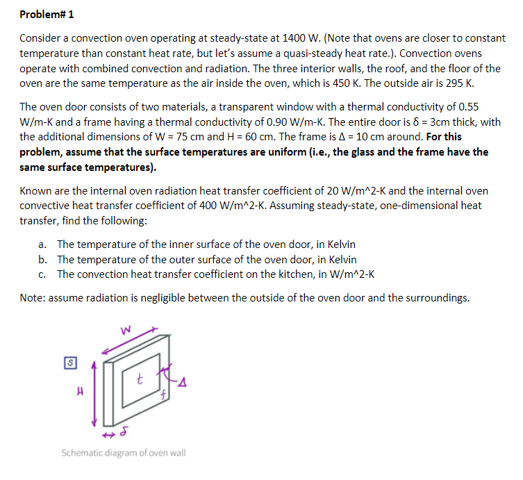 Solved Consider a convection oven operating at steady-state | Chegg.com