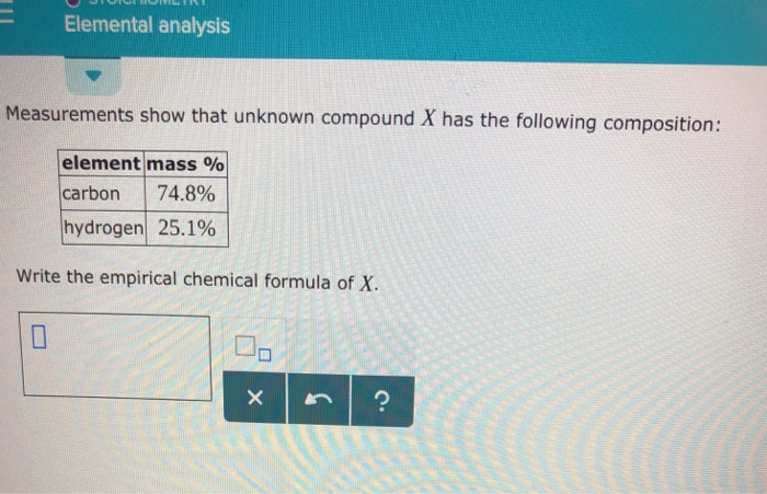 Solved Elemental analysis Measurements show that unknown | Chegg.com