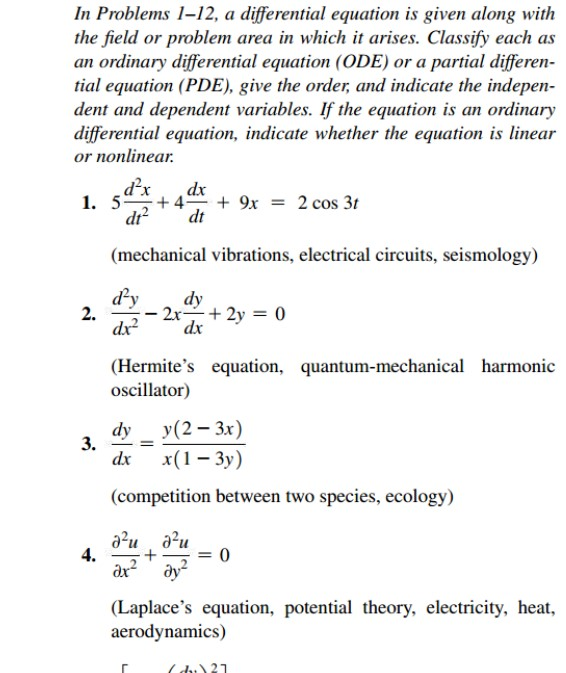 Solved In Problems 1-12, a differential equation is given | Chegg.com