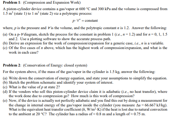 Solved Problem 1: (Compression and Expansion Work) A | Chegg.com