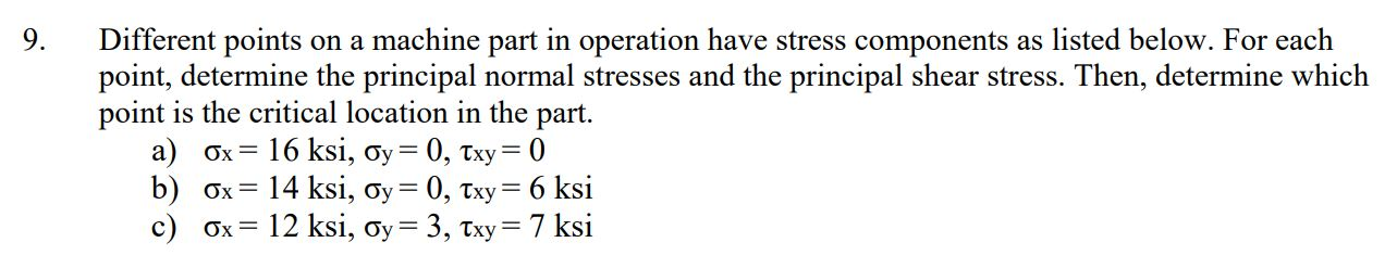 Solved 9. Different points on a machine part in operation | Chegg.com