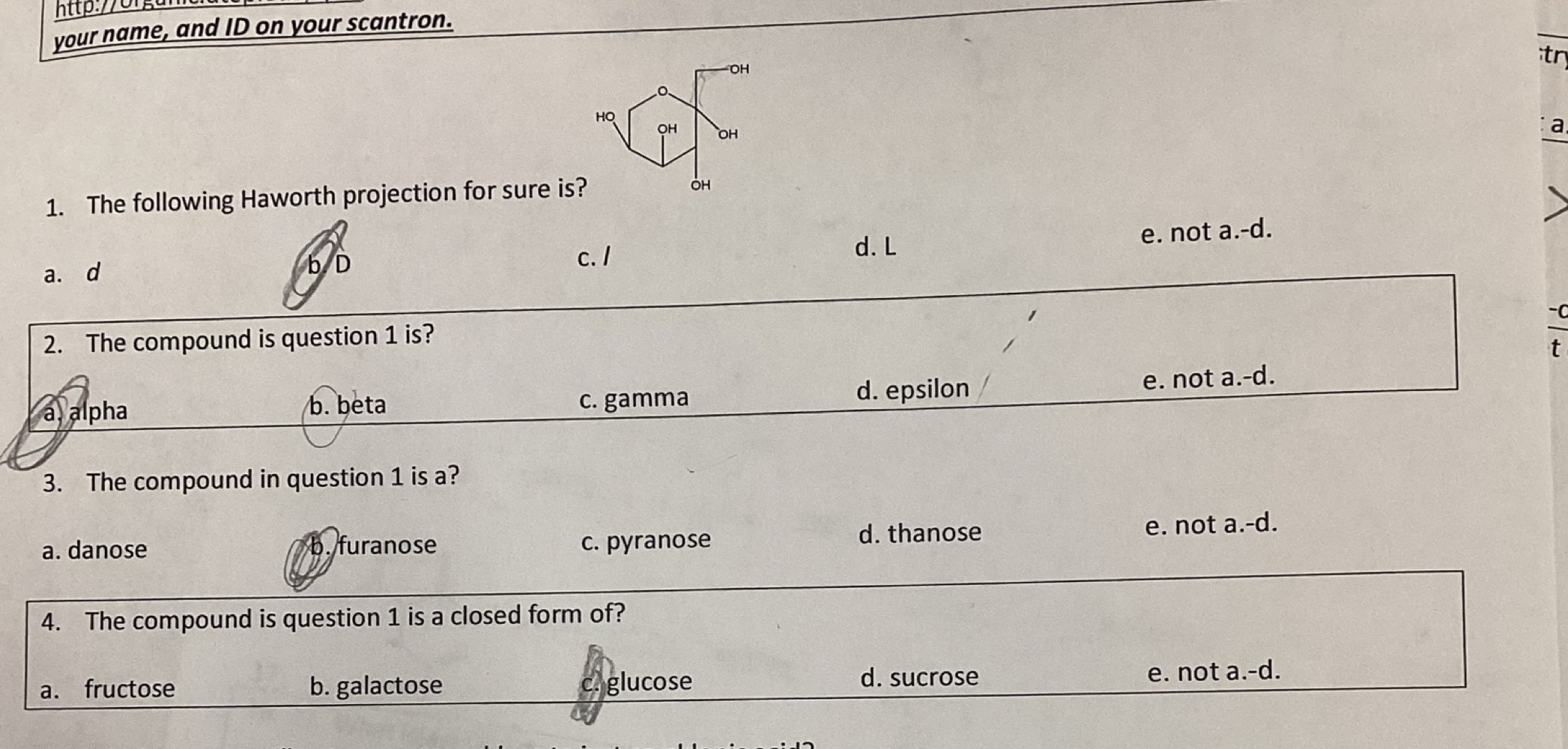 Solved your name, and ID on your scantron. 1. The following | Chegg.com