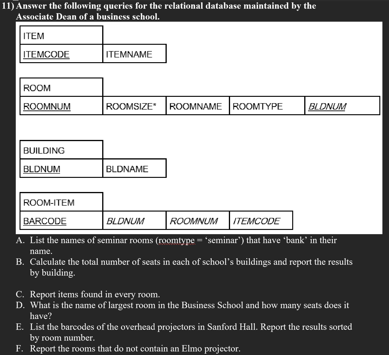 Solved Answer the following queries for the relational | Chegg.com