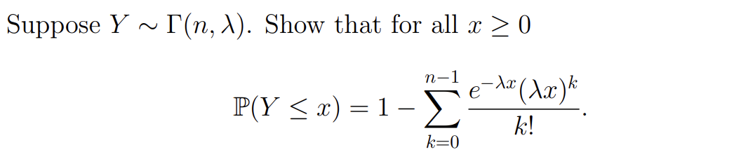 Suppose \\( Y \\sim \\Gamma(n, \\lambda) \\). Show | Chegg.com