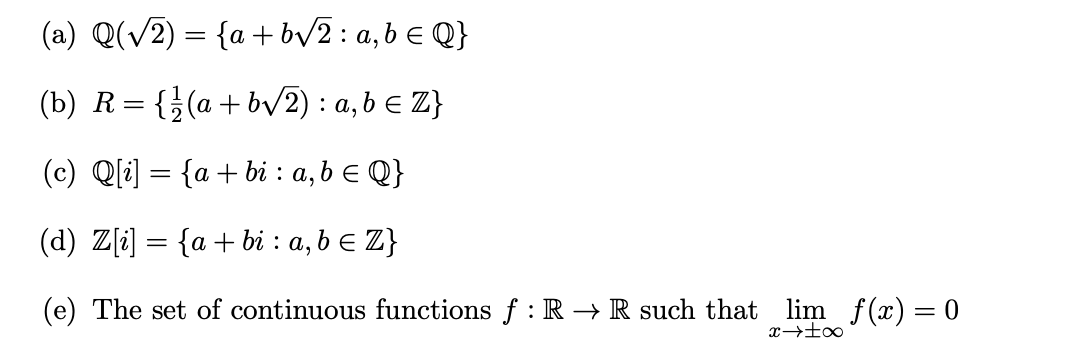 Solved Classifications or descriptions of rings, for | Chegg.com