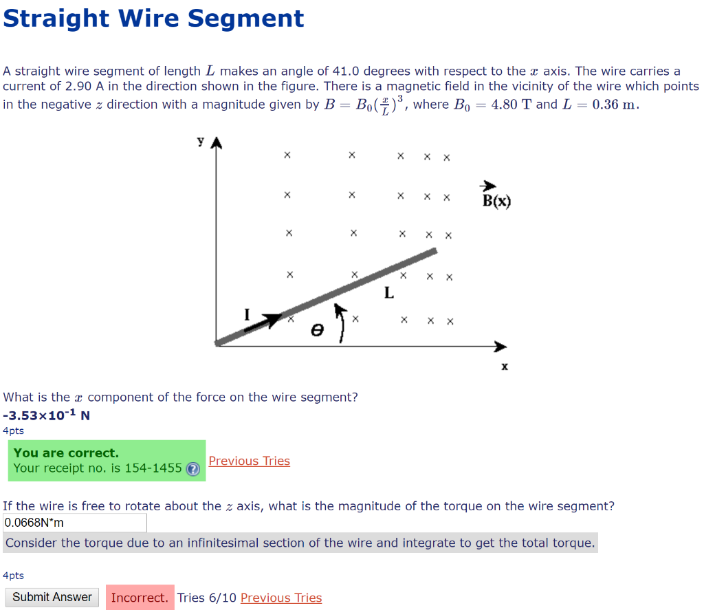 Solved Straight Wire Segment A straight wire segment of | Chegg.com
