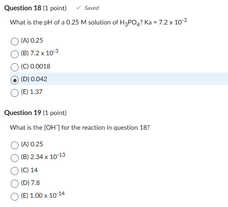 Solved What is the pH of a 0.25M solution of H3PO4 ? | Chegg.com