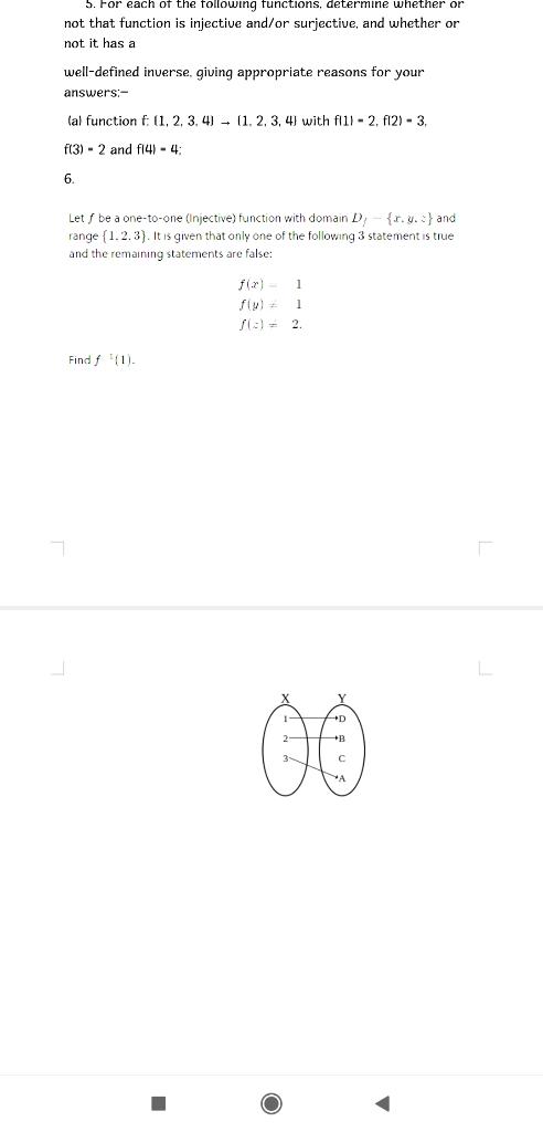 Solved (a) function f:(1,2,3,4}→{1,2,3,4} with fl1 }=2, fl2 | Chegg.com