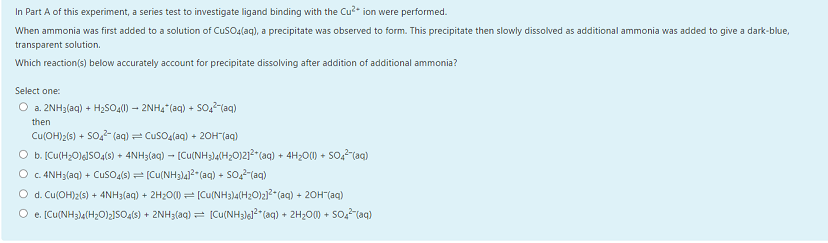 Solved In Part A, a series of Cu2+ standard solutions were | Chegg.com
