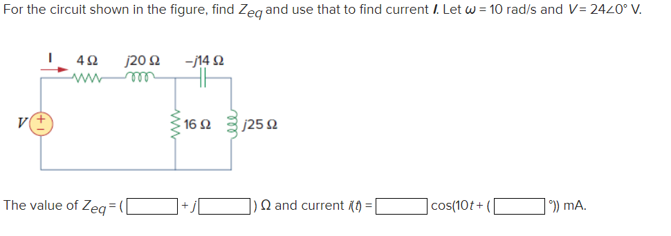 Solved For the circuit shown in the figure, find Zeq and use | Chegg.com