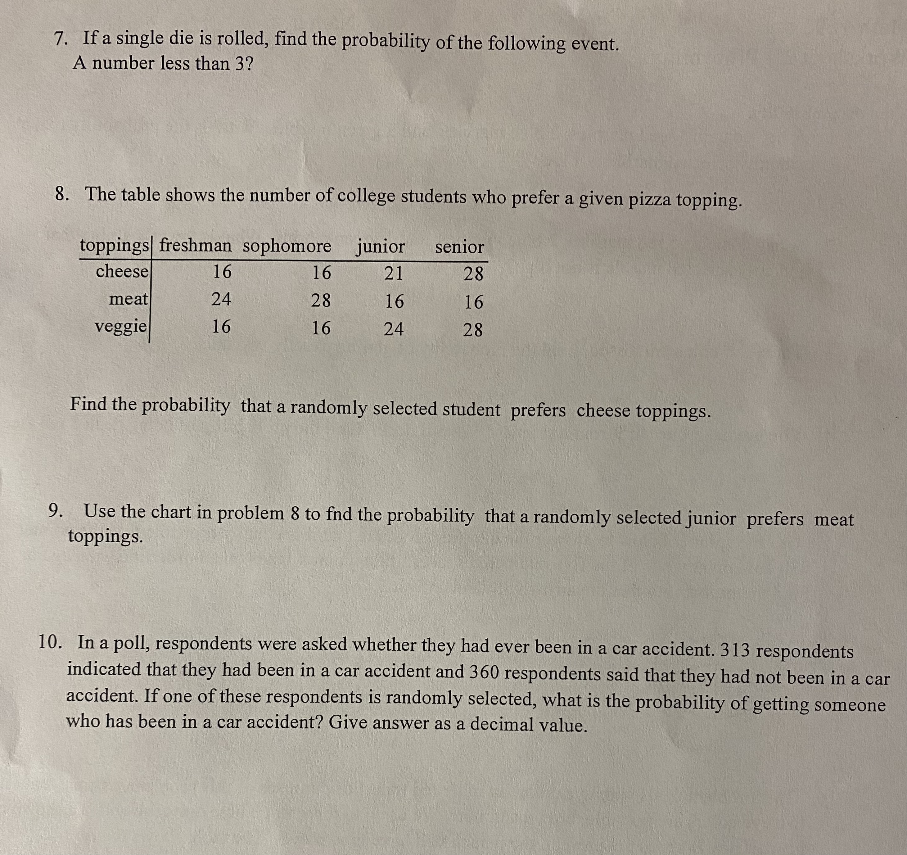 Solved Math 109 Name: Worksheet 2.4 Probability ind the | Chegg.com