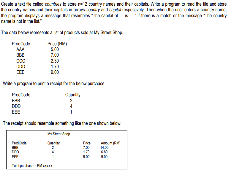 Solved Create a text file called countries to store n=12 | Chegg.com