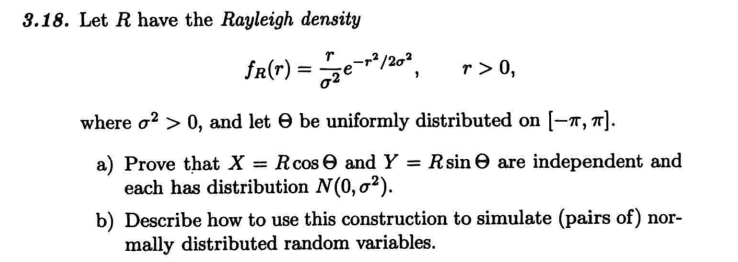 Solved 3.18. Let R have the Rayleigh density | Chegg.com