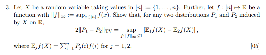 3. Let X be a random variable taking values in | Chegg.com