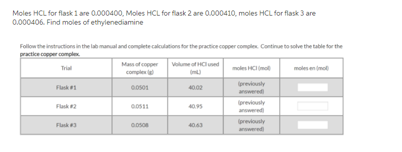 Solved Perform titrations using HCl and your assigned nickel | Chegg.com