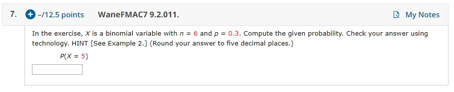 Solved In the exercise, X is a binomial variable with n = 6 | Chegg.com