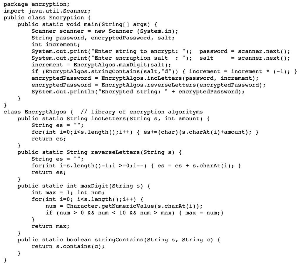 Solved package encryption; import java.util.scanner; public | Chegg.com
