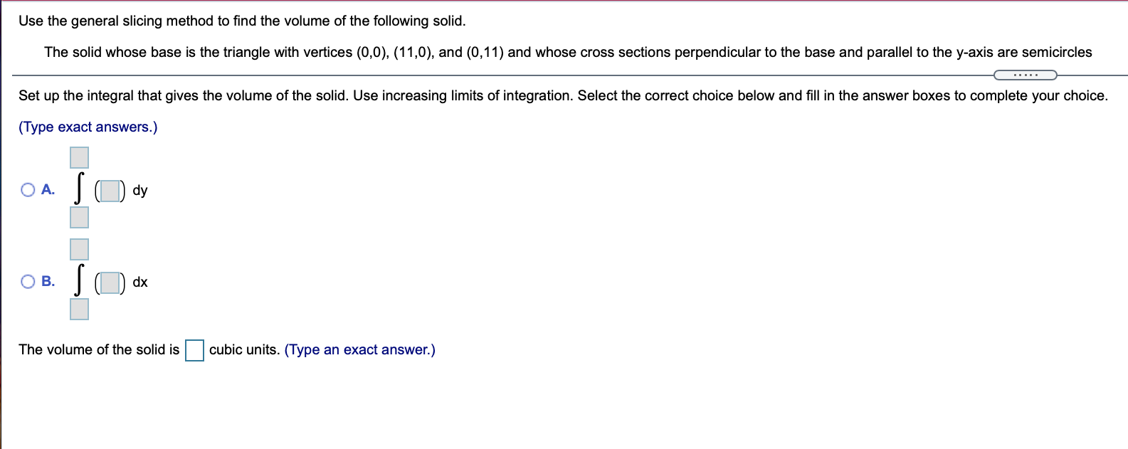 Solved Use the general slicing method to find the volume of | Chegg.com