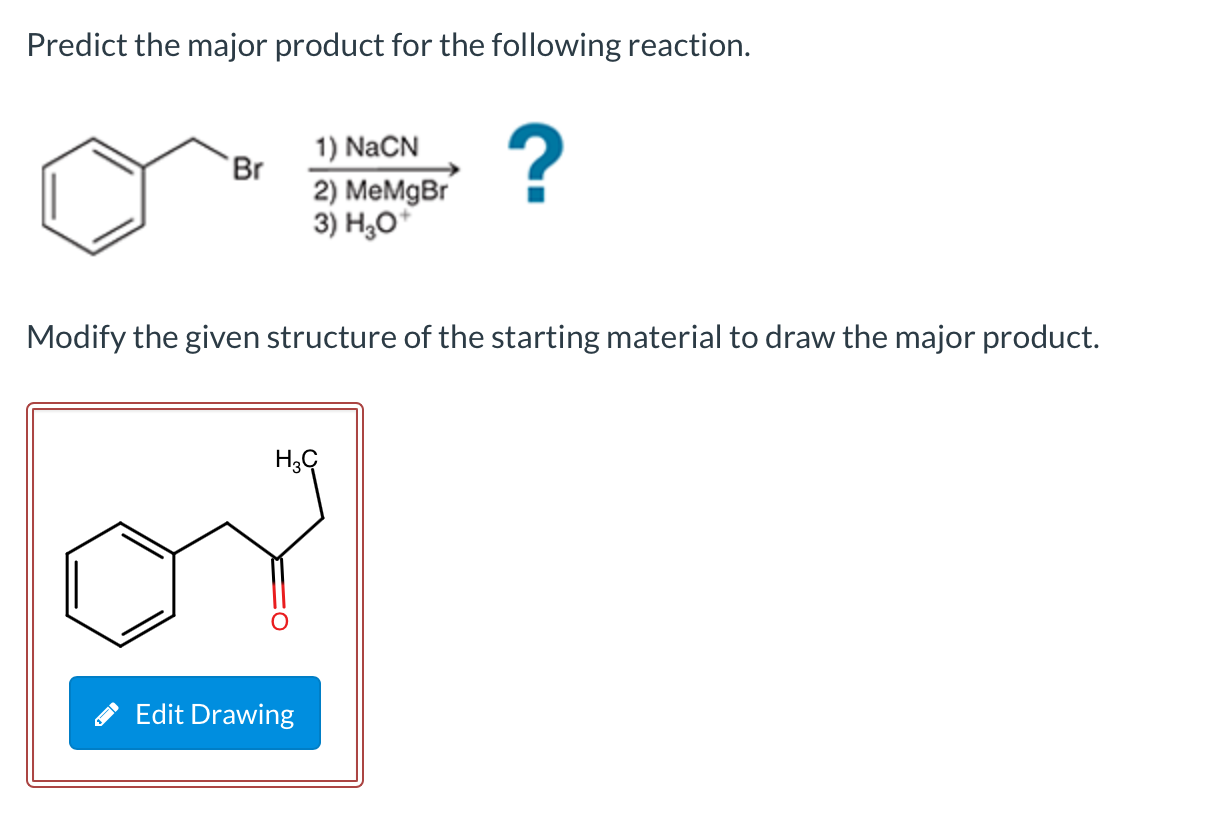 Solved Predict the major product for the following reaction | Chegg.com