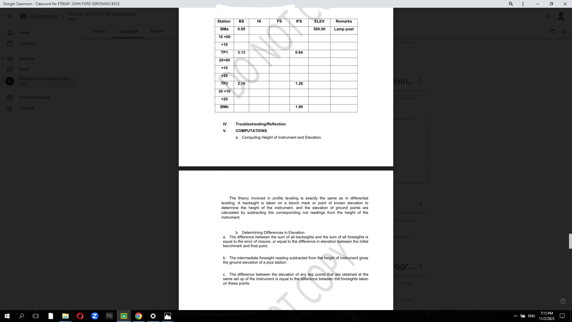IV. Troubleshooting/Reflection v. COMPUTATIONS a. | Chegg.com