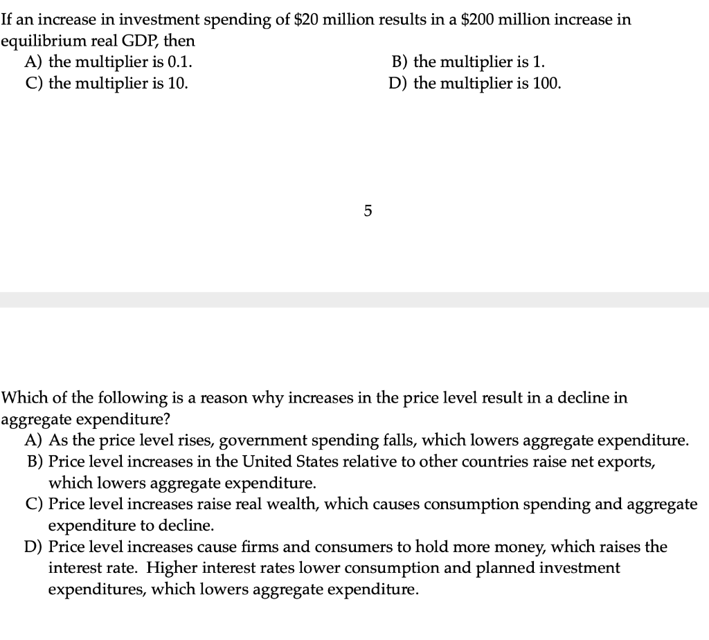 Solved If an increase in investment spending of $20 million | Chegg.com