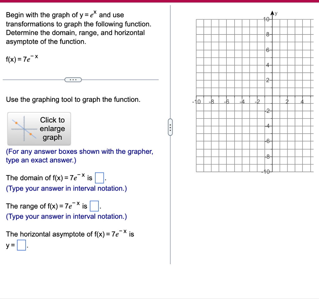 Solved Begin with the graph of y=ex and use transformations | Chegg.com