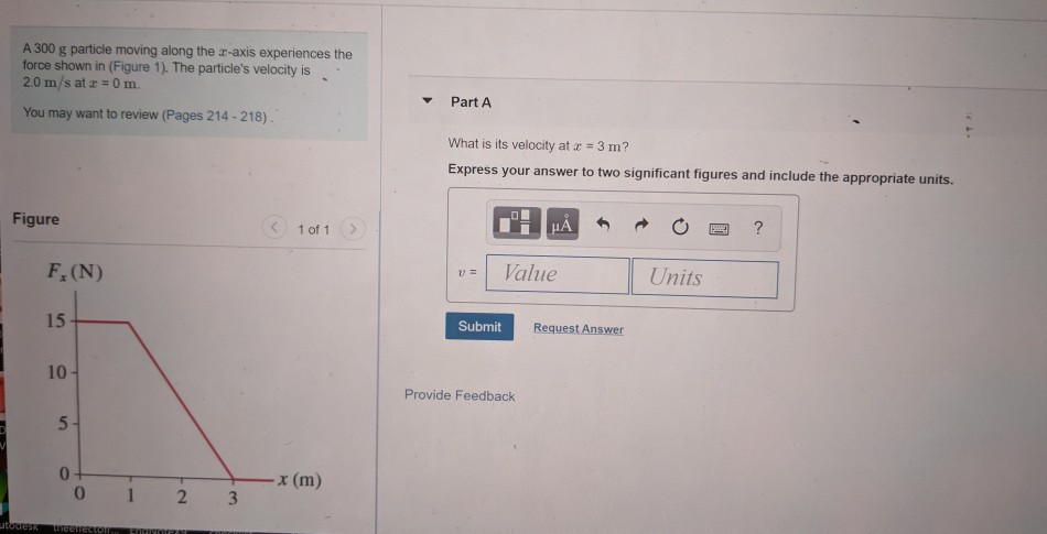 Solved A 300 g particle moving along the x-axis experiences | Chegg.com