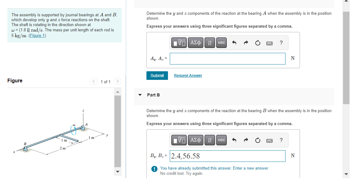 Solved The assembly is supported by journal bearings at A | Chegg.com