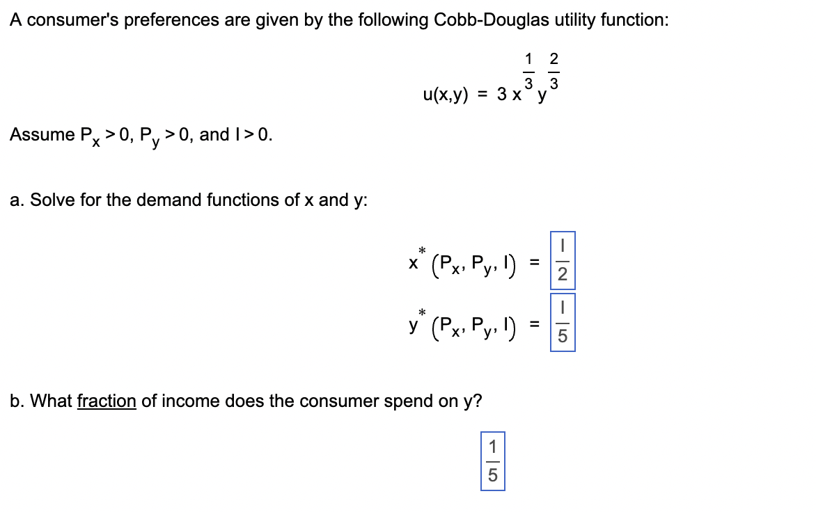 Solved A consumer's preferences are given by the following | Chegg.com