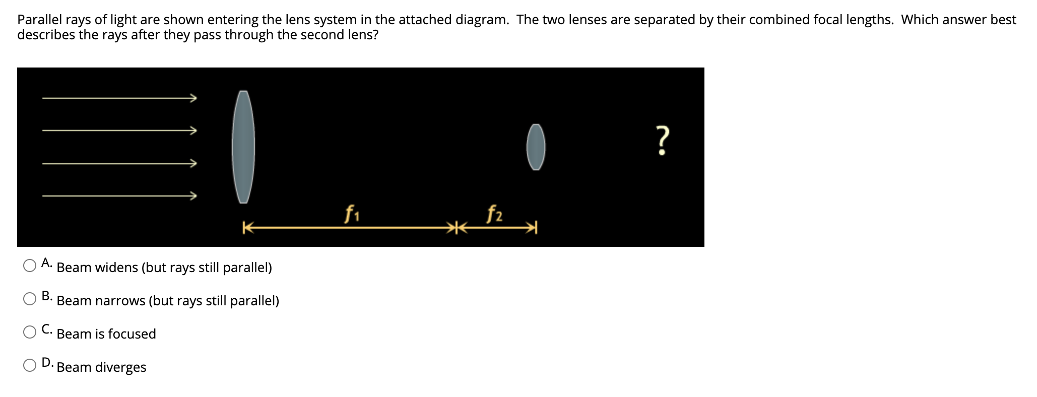 Solved Parallel rays of light are shown entering the lens | Chegg.com
