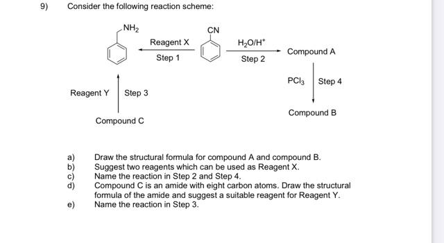 Solved 9) Consider the following reaction scheme: NH2 CN | Chegg.com