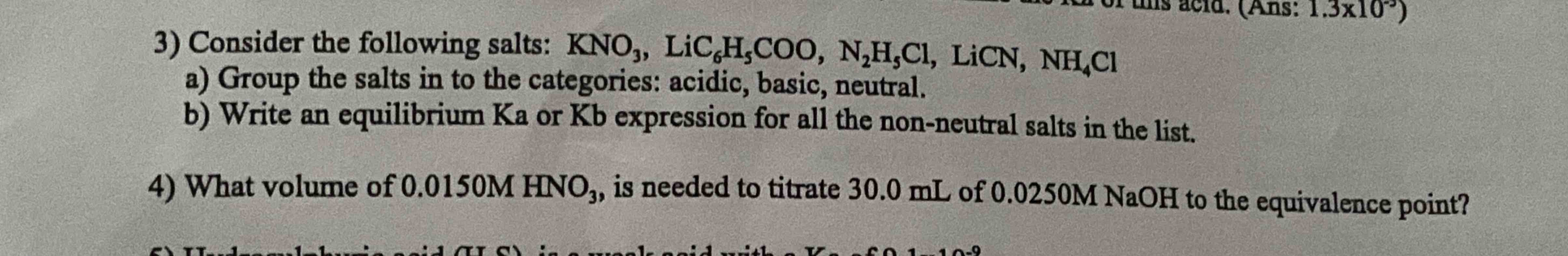 Solved Consider the following salts: | Chegg.com