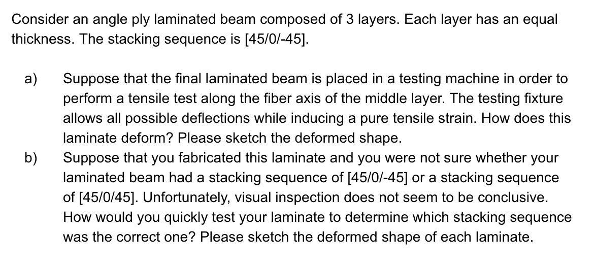 Solved Consider an angle ply laminated beam composed of 3 | Chegg.com