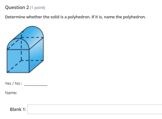 Solved Question 1 (2 points) Determine whether the solid is | Chegg.com