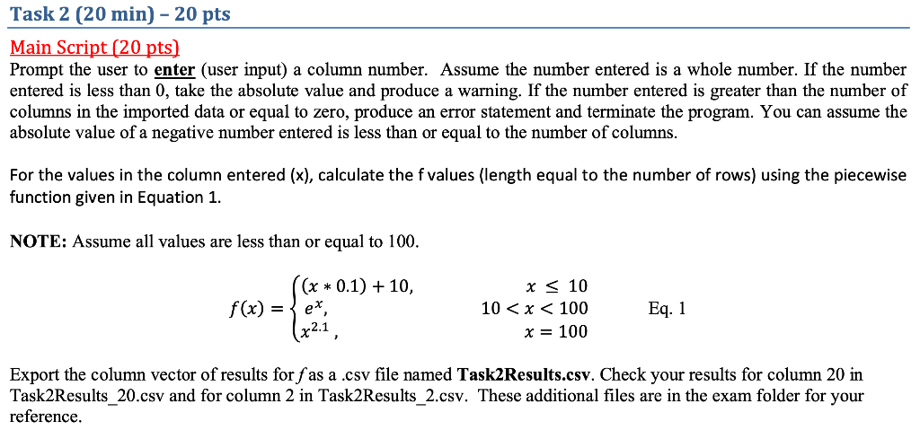 Task 2 (20 min) - 20 pts Main Script (20 pts Prompt | Chegg.com