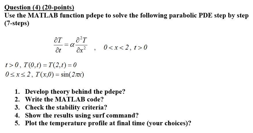 Solved Question (4) (20-points) Use the MATLAB function | Chegg.com