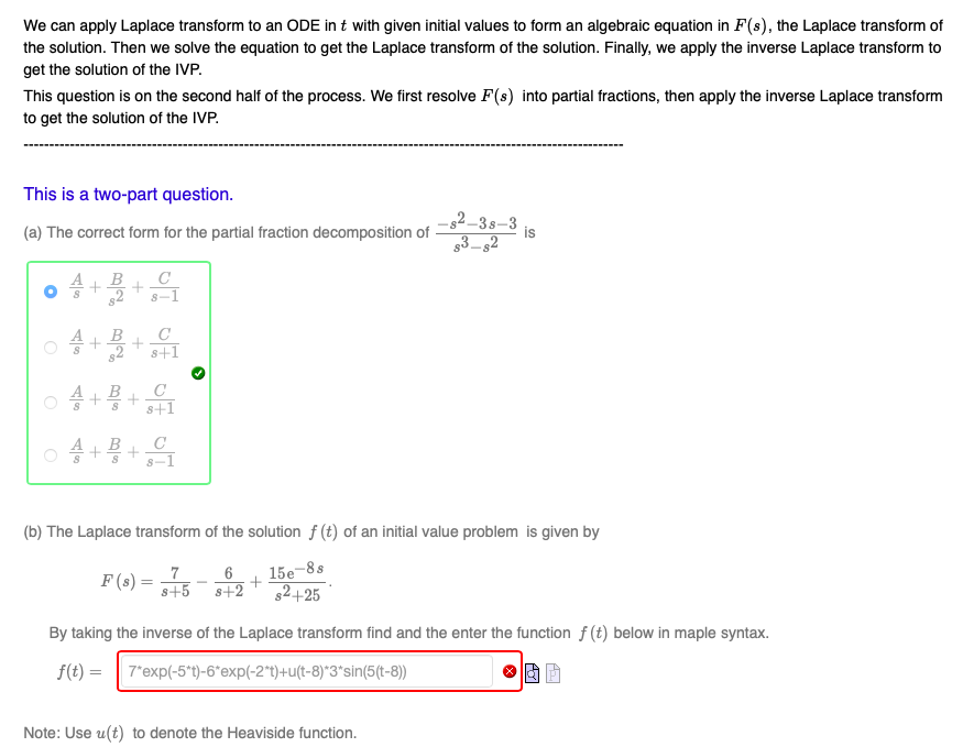 Solved We can apply Laplace transform to an ODE in t with | Chegg.com
