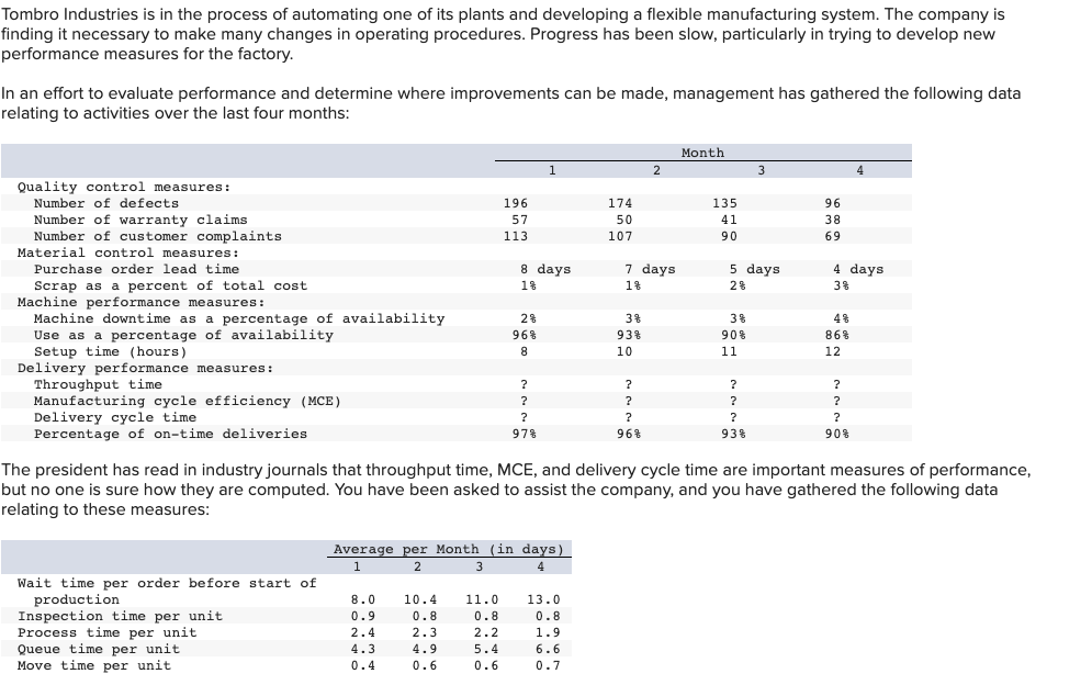 Solved Required: 1-a. Compute the throughput time for each | Chegg.com