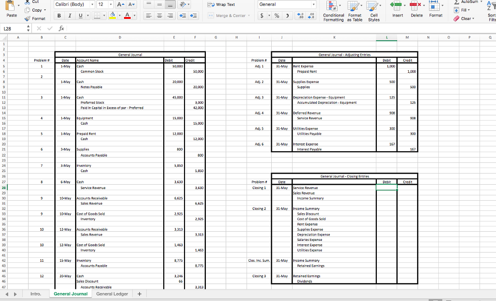 Solved In Excel, I'm doing an accounting project and was | Chegg.com