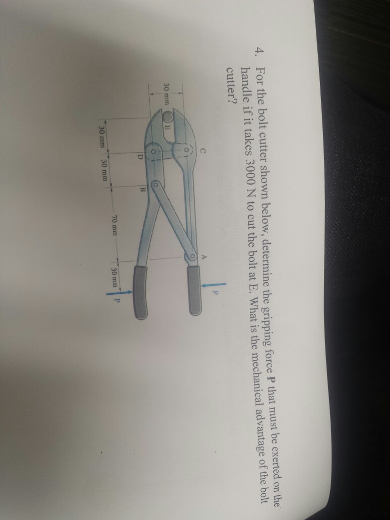 Solved For the bolt cutter shown below, determine the | Chegg.com