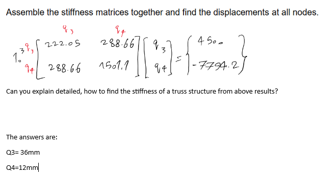 Solved Assemble the stiffness matrices together and find the | Chegg.com