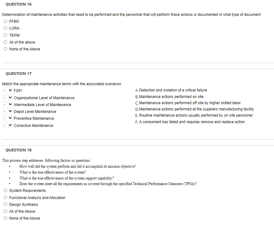 Solved QUESTION 16 Determination of maintenance activities | Chegg.com