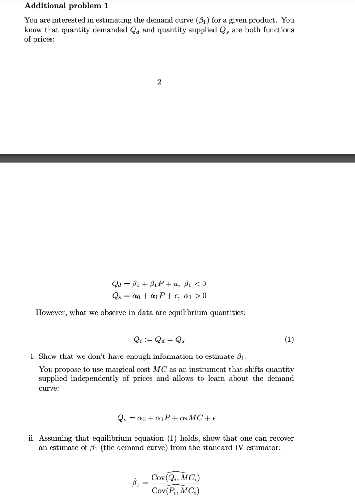 Additional problem 1 You are interested in estimating | Chegg.com