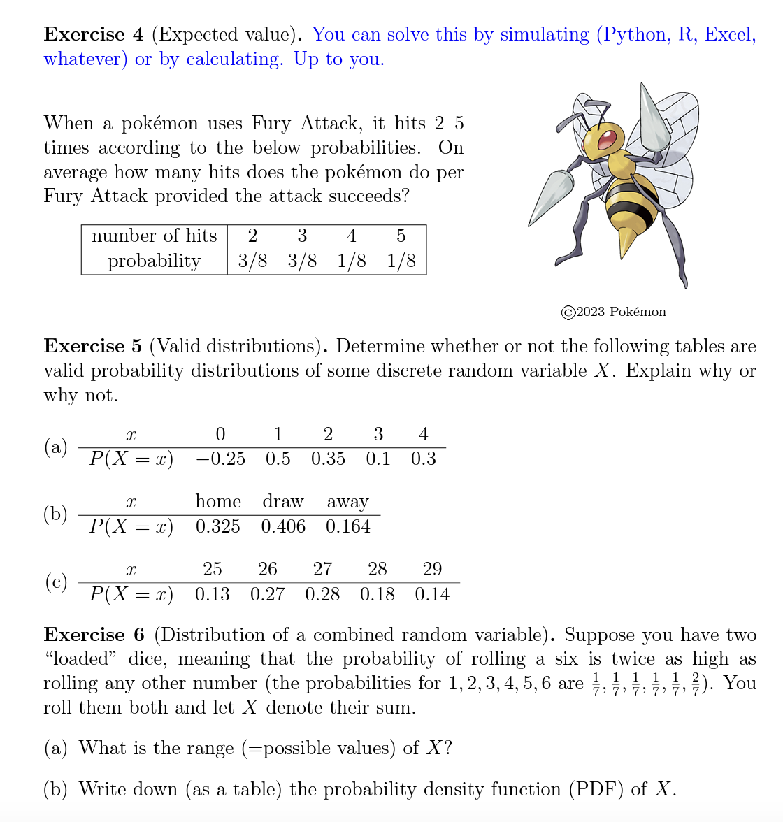 Solved Exercise 4 (Expected value). ﻿You can solve this by | Chegg.com