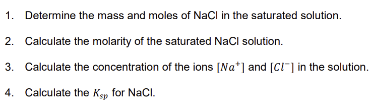 Solved NaCl Saturated Solution Mass of salt 2.79 | Chegg.com