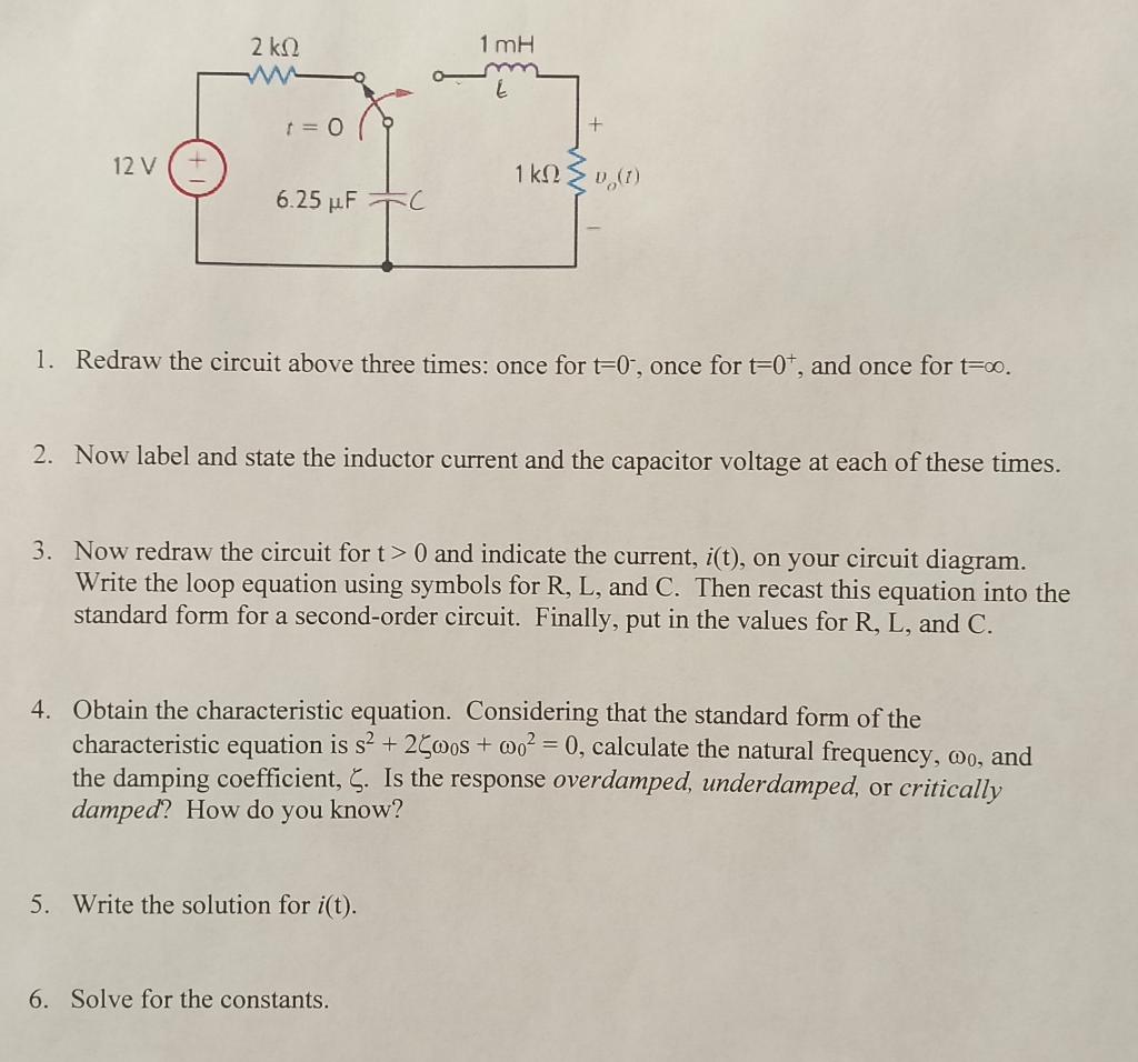 Solved 1. Redraw the circuit above three times: once for | Chegg.com