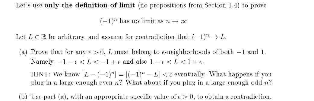 Solved Let's use only the definition of limit (no | Chegg.com
