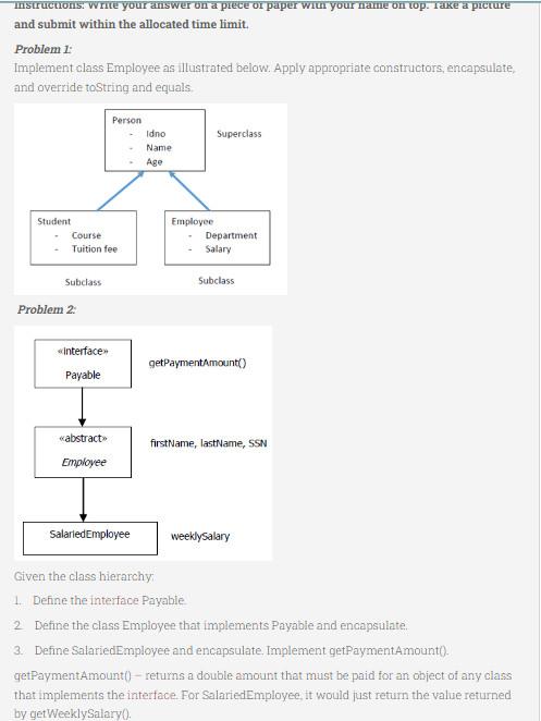 Solved Instructions: write your answer on a prece or paper | Chegg.com