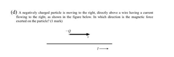 Solved (d) A negatively charged particle is moving to the | Chegg.com